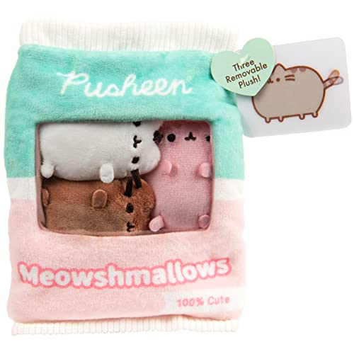 GUND Pusheen Meowshmallows Bag of Treats with Removable Mini Plush, Stuffed Animals for Ages 8 and Up, Pink/Green, 7.5”
