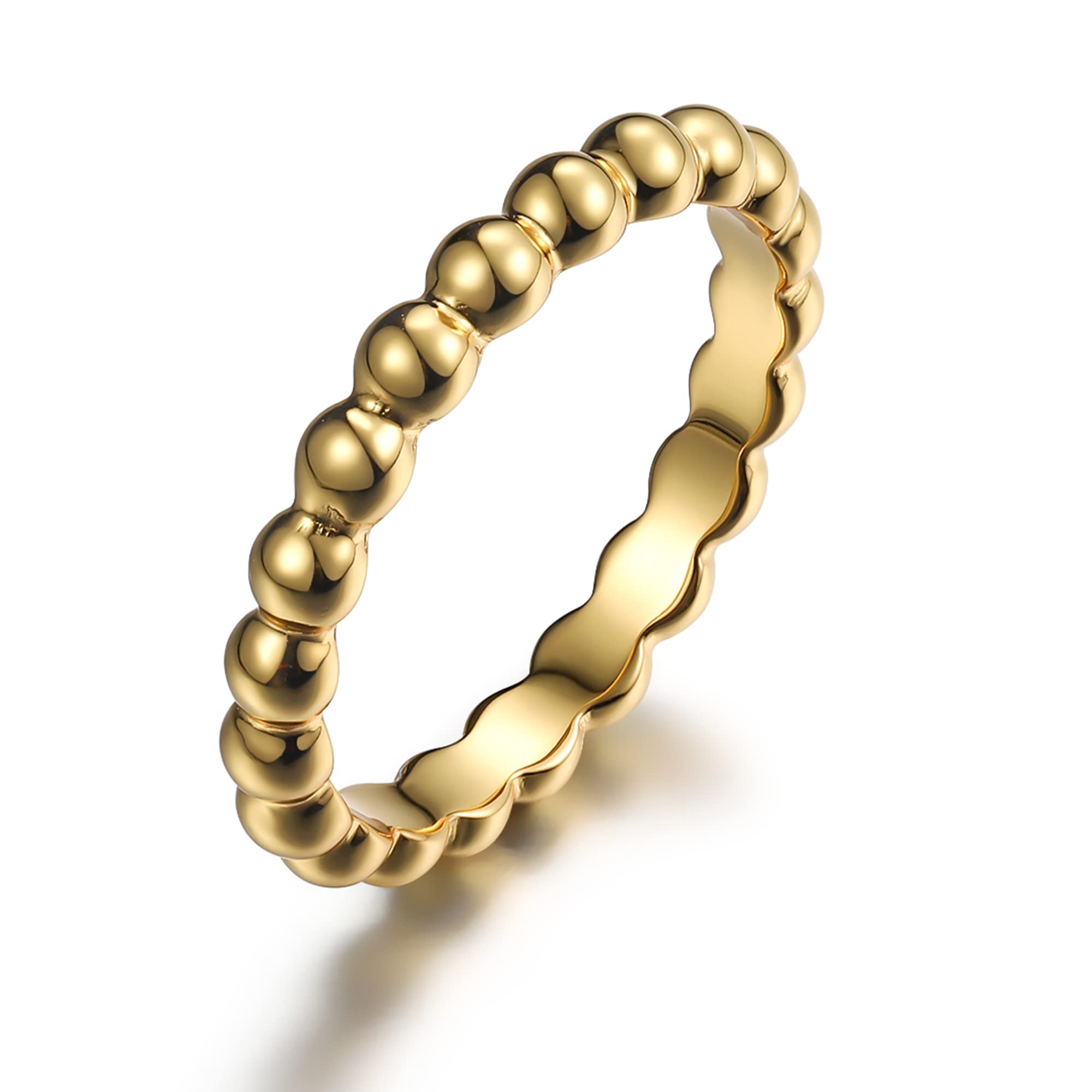 Aurelia Mae 18K Gold Plated Sterling Silver Bold Beaded Ring | Big Bead Stackable Ring Size 8