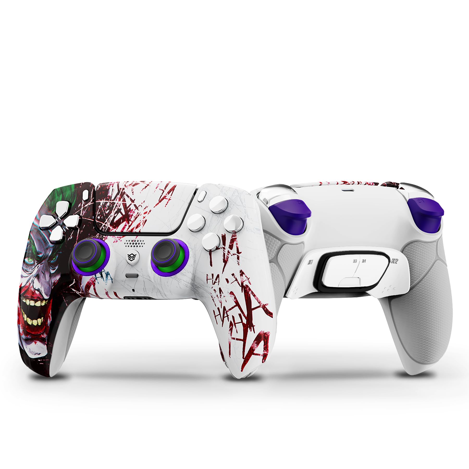 HEXGAMING ULTIMATE Wireless Controller Compatible with ps5-4 Back Buttons, Mouse-Click Triggers, Interchangeable Thumbsticks - Clown Hahaha