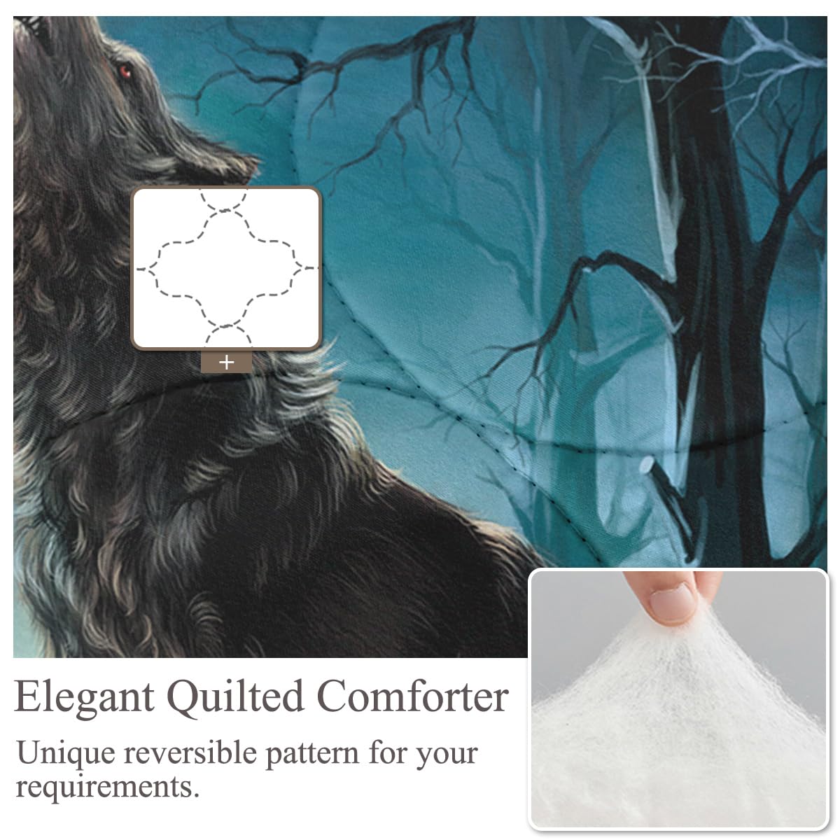 Dream Catcher by JoJoesArt Wolf Moon Comforter Set Full Size Bedding with Wolves 4 Pieces Galaxy Wolf Bed Set for Kids Boys Soft Lunar Eclipse Bedspreads with 2 Pillow Shams 1 Cushion Cover (Full)