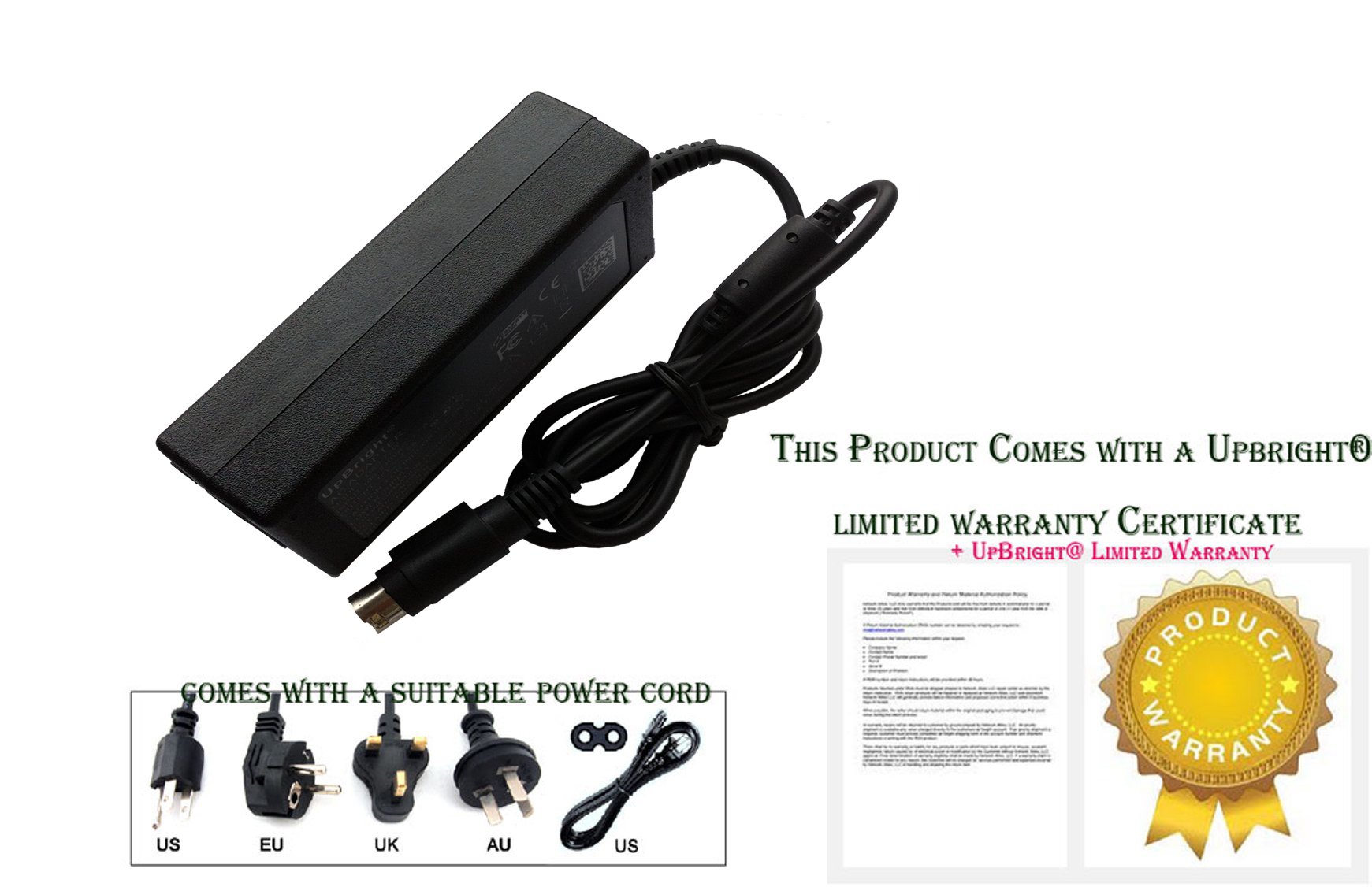 UpBright 4-Pin 12V AC/DC Adapter Compatible with Mediasonic HF2-SU3S2 HF2-SU2S2 HFR2-SU3S2 HFR2-SU3S2FW ProBox USB HFR7-SU3S2 HF7-SU3S3 ProRaid Pro Box 4-Bay 3.5" e SATA Hard Drive HDD HD Power Supply