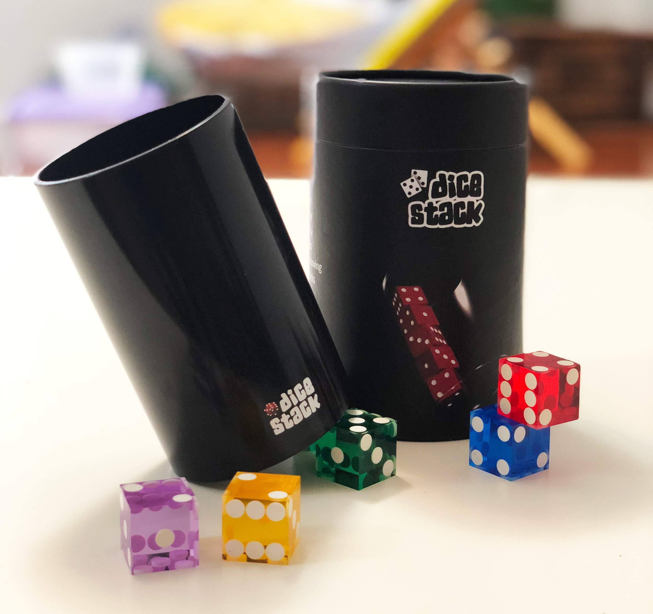 Dice Stacking Cup Set - Professional Straight Cups with 4 Razor Edges 19mm Real Casino Dice in a Box - Accessories - Magic Tricks - Green