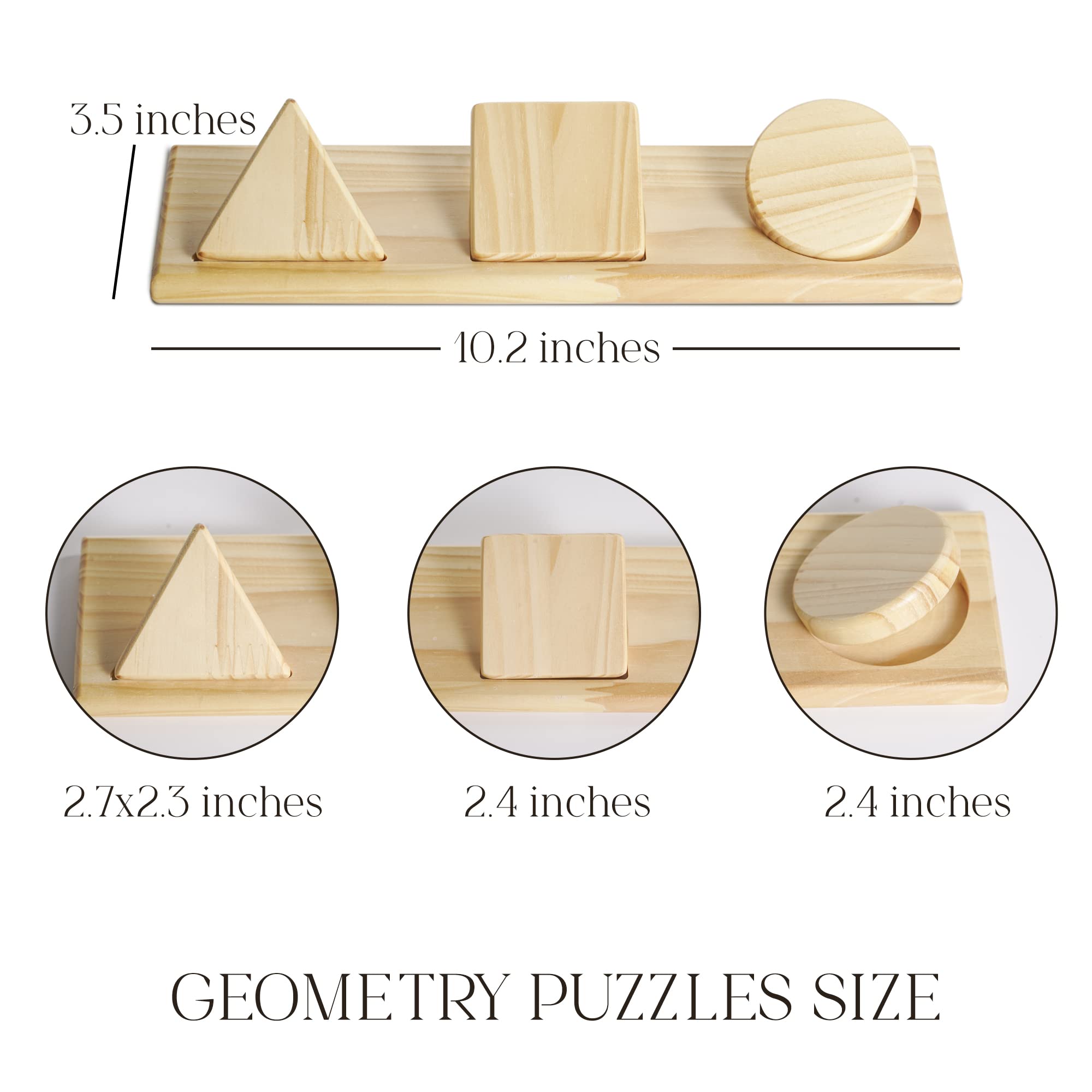 Handreamy Organic Geometric Wooden Puzzles Toys with Pattern Blocks & Boards | Educational Shape Recognition for Toddlers | Preschool Learning Activities for Kids Ages 3+