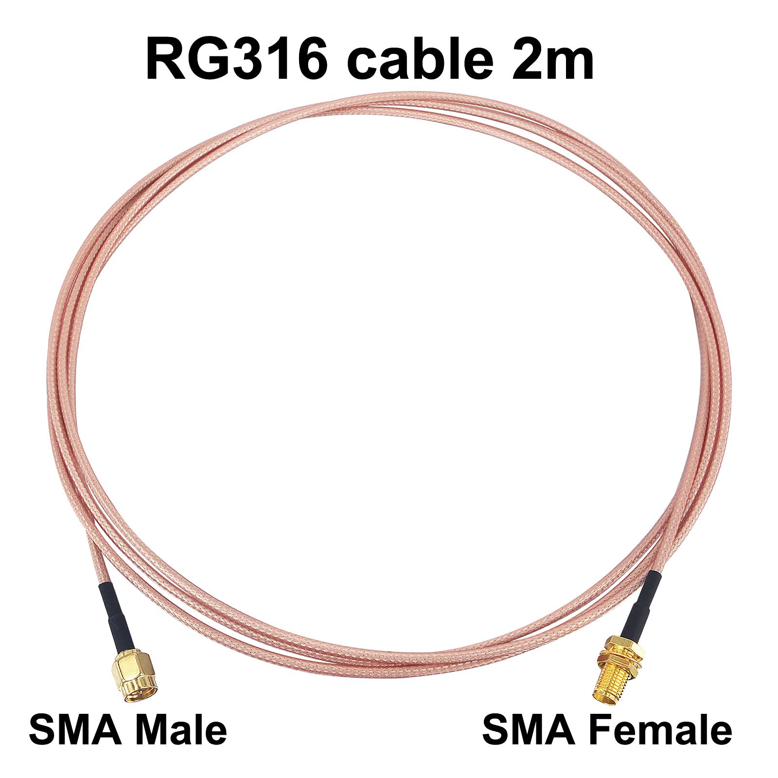 YOTENKO SMA Antenna Extension Cable SMA Male to SMA Female Bulkhead Mount RF Connector RG316 Cable 2M 6.5Ft for Handheld Ham Radio 4G LTE Router Gateway Cellular SDR USB Dongle Receiver
