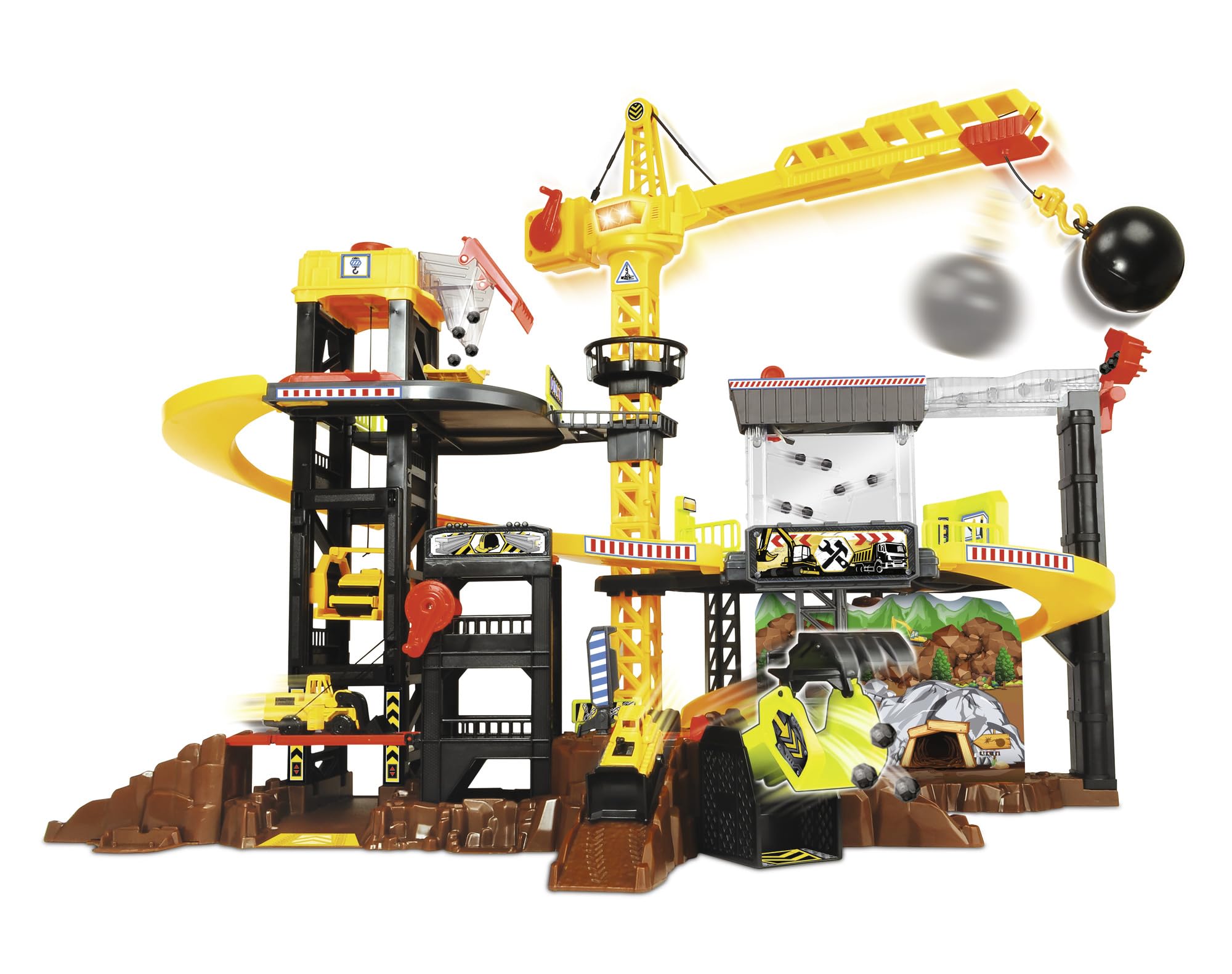 DICKIE TOYS Construction Playset with 4 Die-Cast Cars