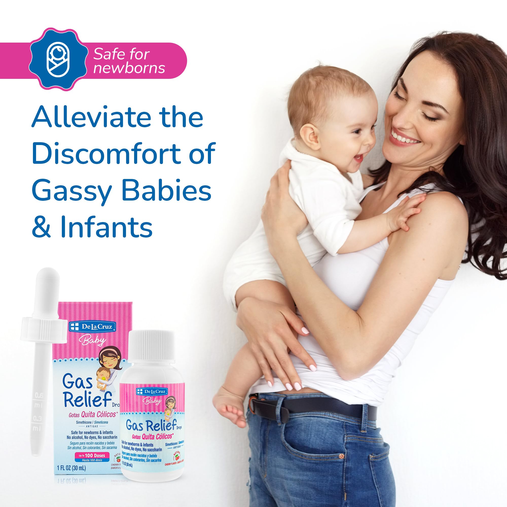 De La Cruz - Gas Drops for Babies and Baby Diaper Rash Cream with Zinc Oxide Bundle