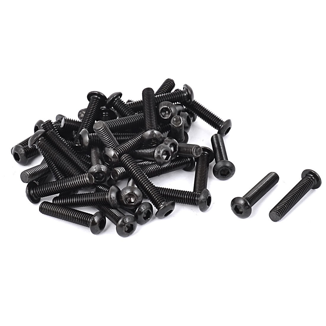 uxcell a16011300ux0816 M6x30mm Button Head Hex Socket Cap Screw Bolt Black (Pack of 50)