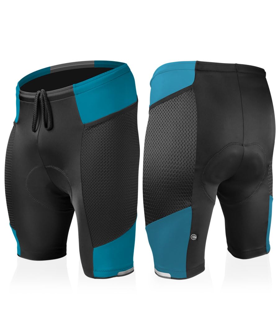 AERO|TECH|DESIGNS | Men's Gel Touring Padded Bike Shorts | Large | Teal