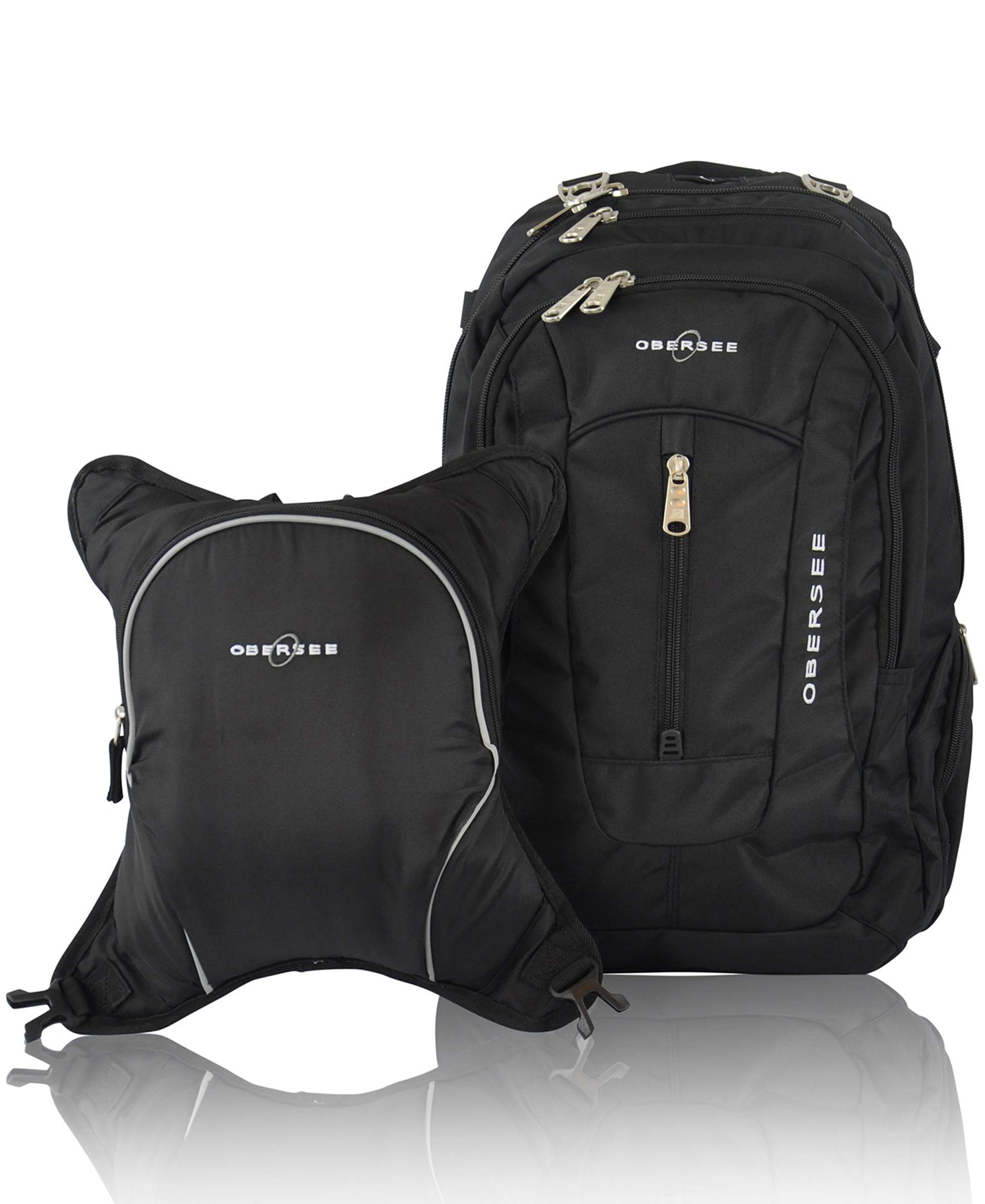 Obersee Bern Diaper Bag Backpack & Cooler, Black/Black