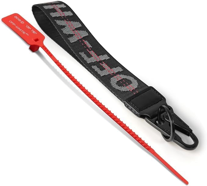 AllStyle By Patel Off Classic White Keychain Wristlet Strap - Elevate Your Style with This Fashionable Lanyard (Nylon Black)