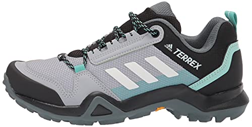 adidas outdoor Women's Terrex AX3 Hiking Boot, Halo Silver/Crystal White/Acid Mint, 7.5