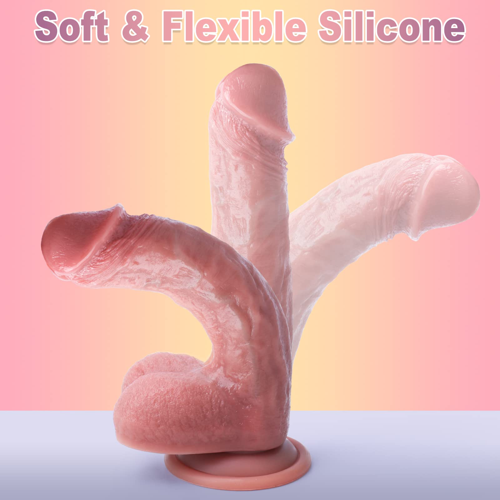 Adult Sex Toys Realistic Dildos - Sex Toys Soft Silicone Dildos for Hands-Free Play, Adult Toys Suction Cup Anal Dildos with Balls, Sex Toys for Woman Lifelike Fake Penis G Spot Stimulator, 8.5''