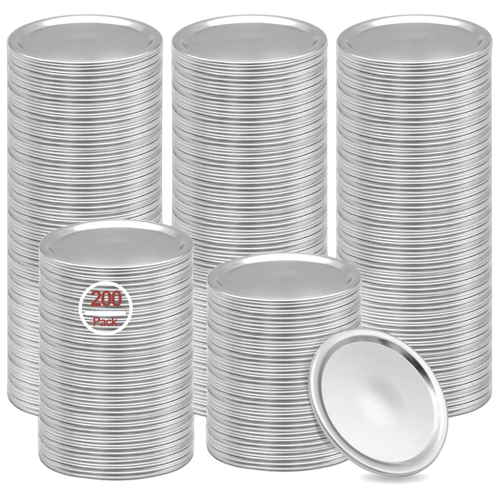 Canning Lids Wide Mouth, 200 Count 86MM Mason Jar Split-Type Metal Canning Lids for Ball, Kerr, Canning Jar lids Bulk, Food Grade Material Reusable Leak Proof Lids with Silicone Seals Rings