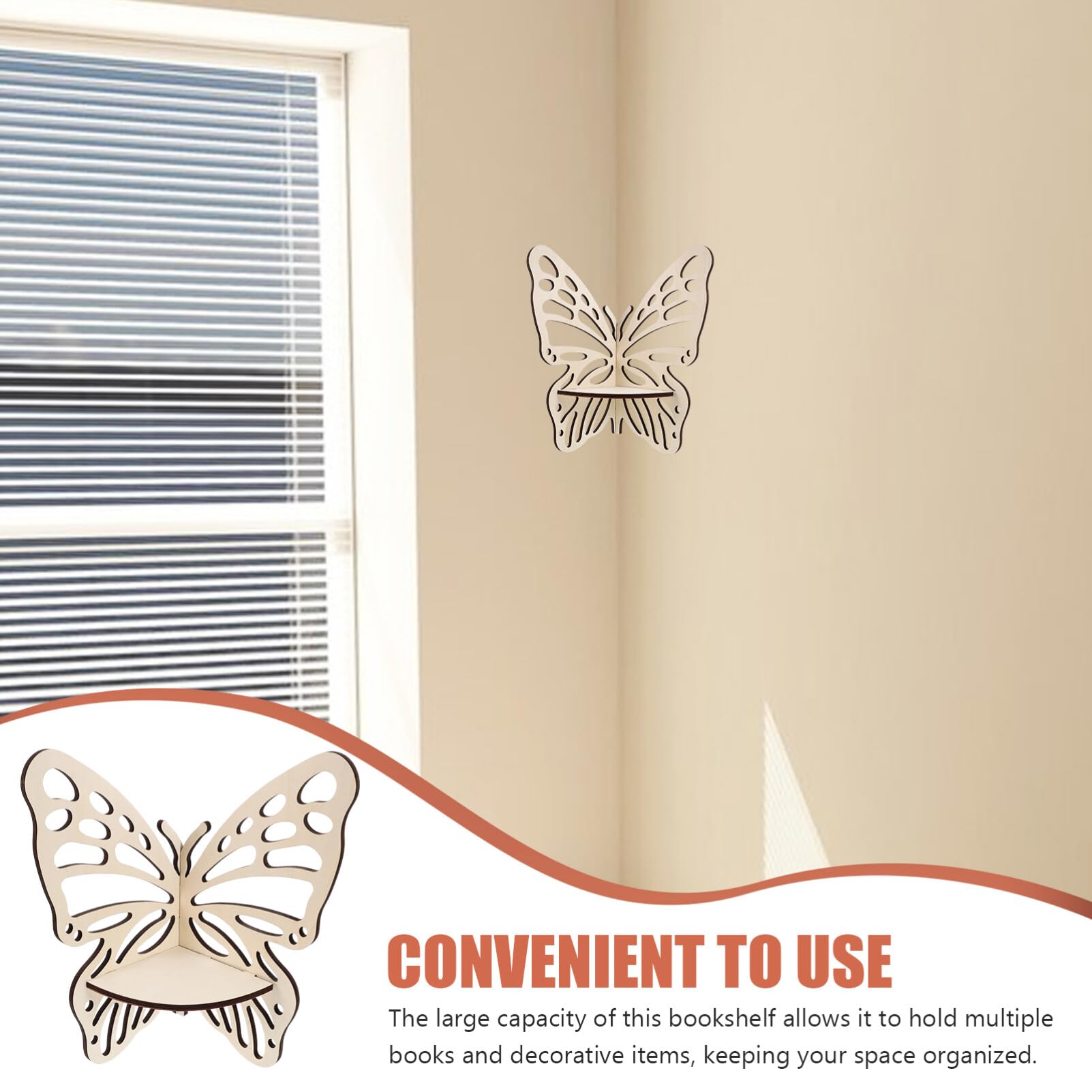 DEARMAMY Butterfly Corner Shelf Floating Shelf Display Shelf for Bedrooms Boho Cute Bathroom Kitchen Office Living Room Decor