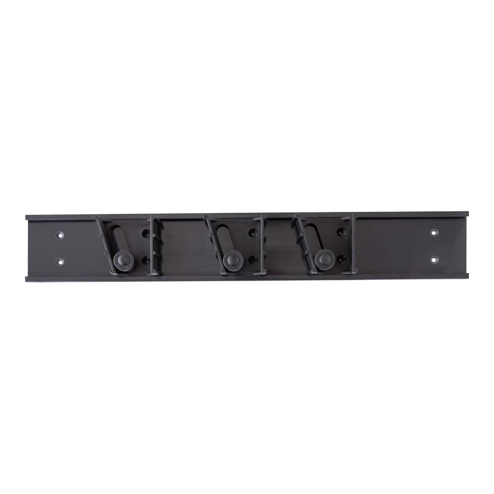 Restaurantware 17.7 Inch Snap-In Design Mop Holder, Black Plastic, 3 Customizable Slots, Screws Included