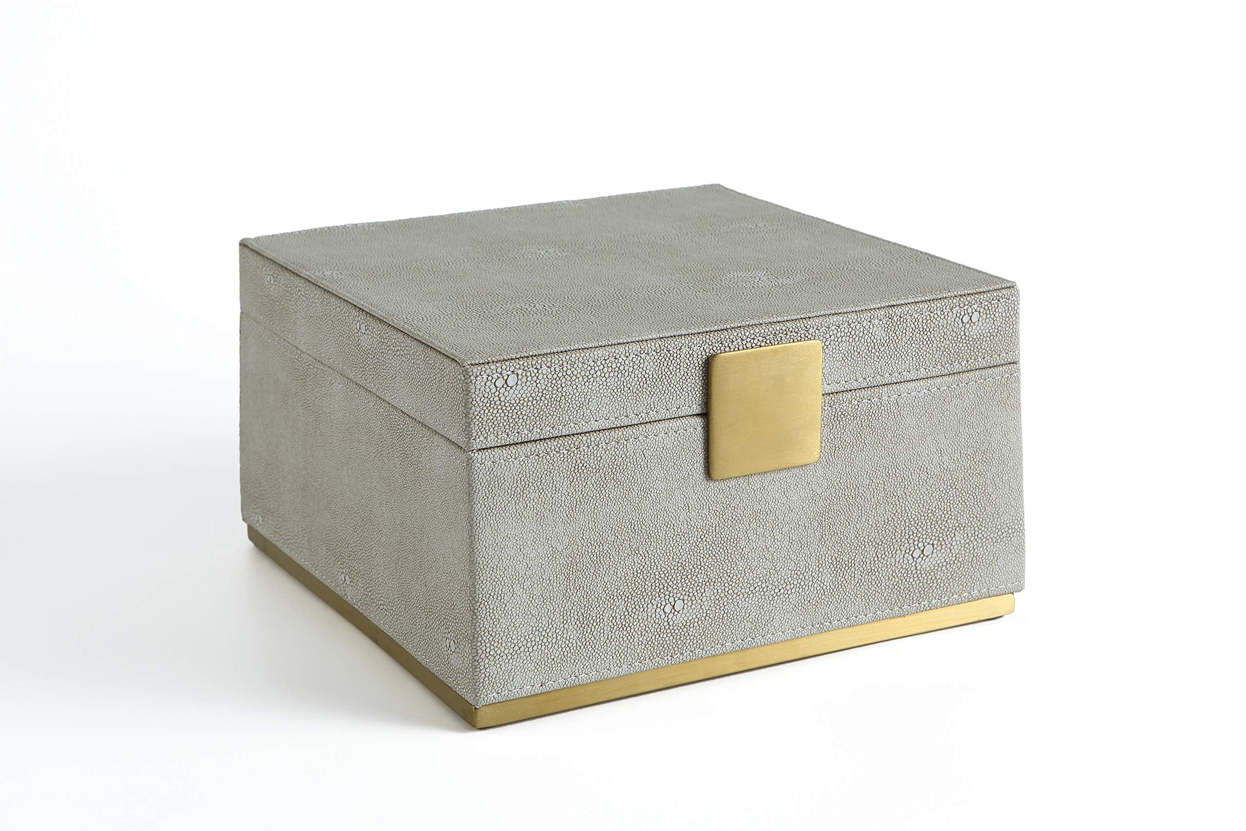 WV Ivory Shagreen Large Decorative Box PU Leather Rectangular Storage Box for Shel Closet Storage Dresser Jewelry Box Men's &Women's Accessories Organizer (ivory, 14x8.3 inch)