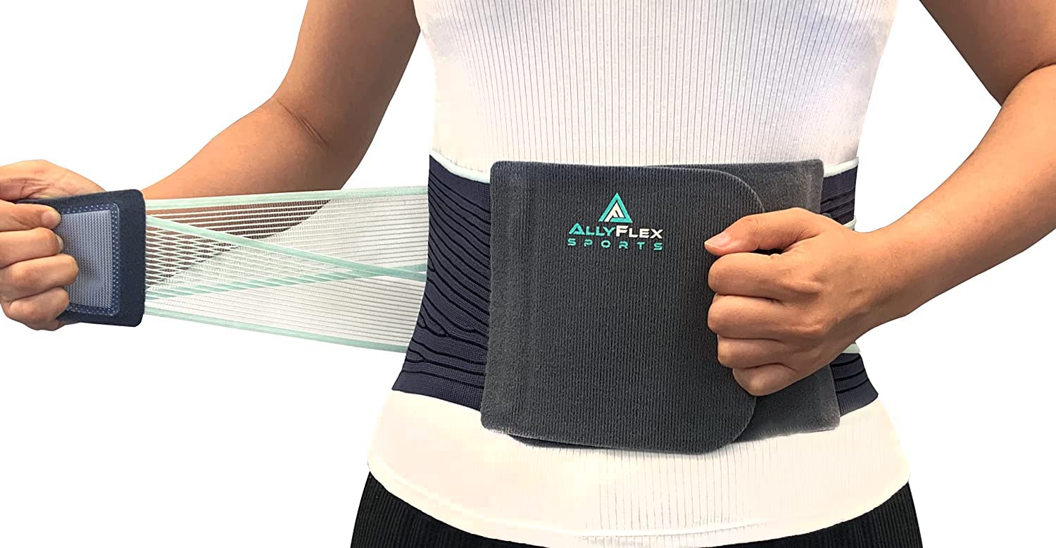 AllyFlex Sports® Lumbar Support - Back Brace For Men & Women Ergonomic Design and Lightweight Breathable Material Provide Back Support and Pain Relief for Waist - XS/S (25.0'' - 31.5'')