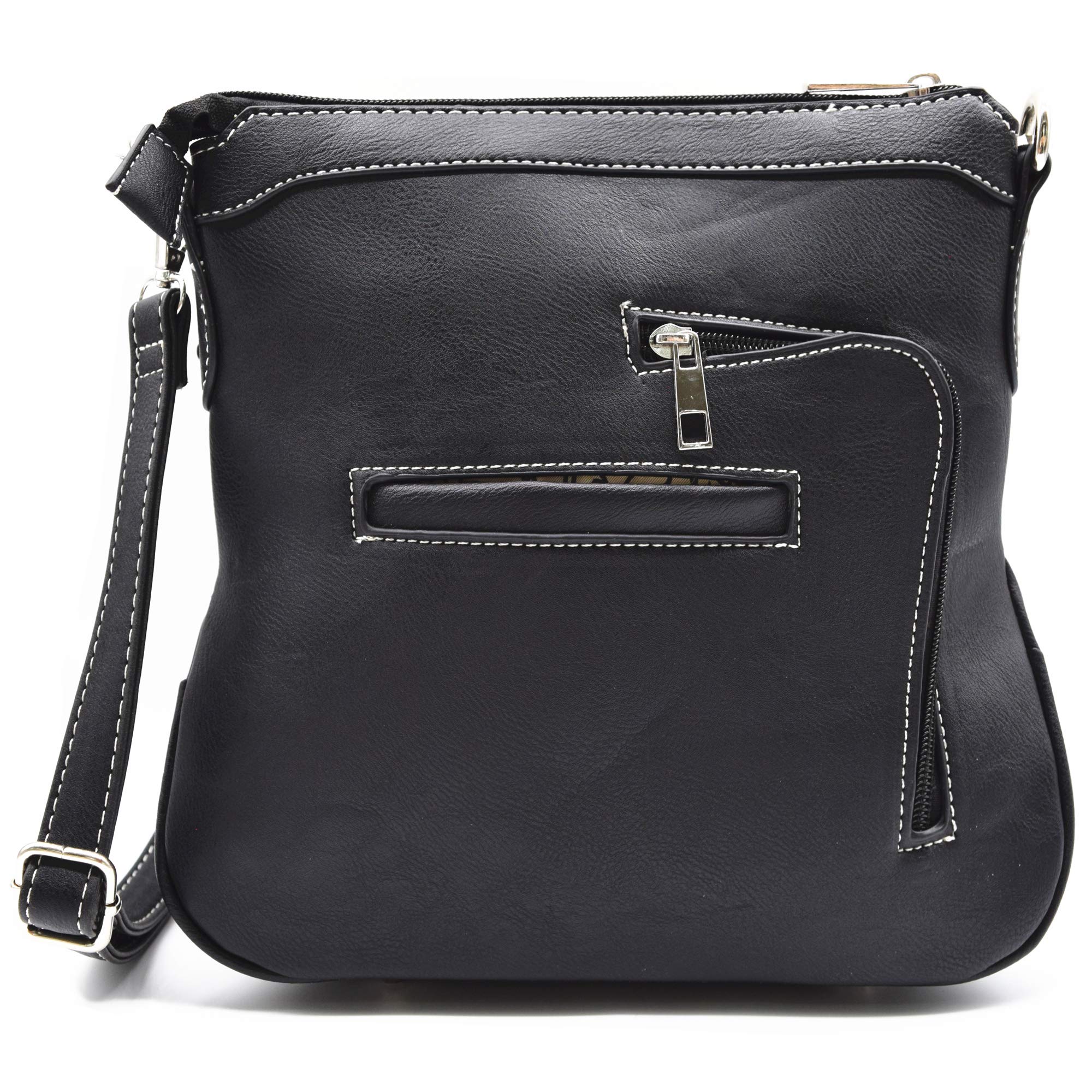 Colorful Dragonfly Western Style Spring Rhinestone Gem Studded Purse Leather Crossbody Handbag Women Single Shoulder Bag (Black)