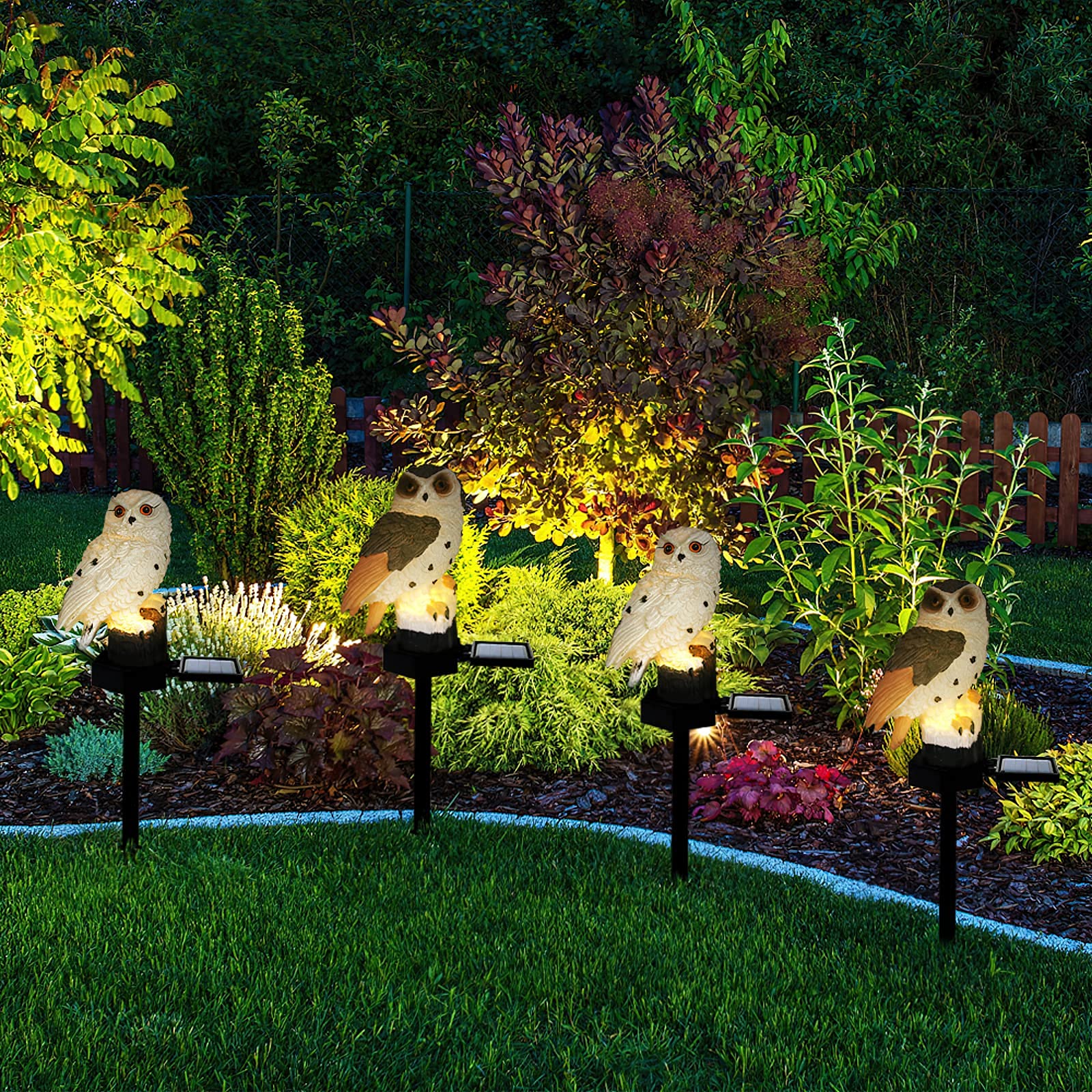 OriginalSourcing Solar Garden Lights Garden Statues LED Owl Solar Lights Waterproof Owl Lamp Outdoors for Garden Decor (White)