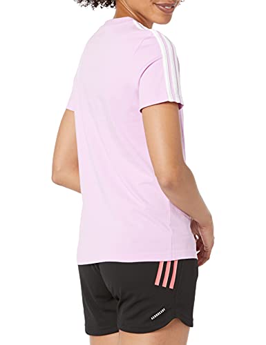 adidas Women's Essentials Slim 3-Stripes Tee, Clear Lilac/White, X-Large