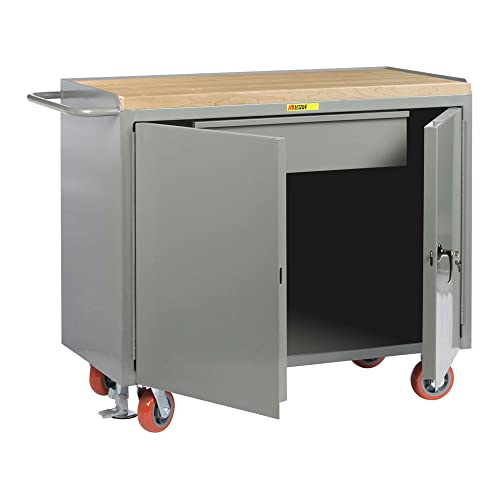 Little Giant MB-2436-HDFL-LP Mobile Bench Cabinet with Heavy-Duty Drawer and Louvered Panel, Powder Coated Steel Top Surface, 24" Length, 36" Width