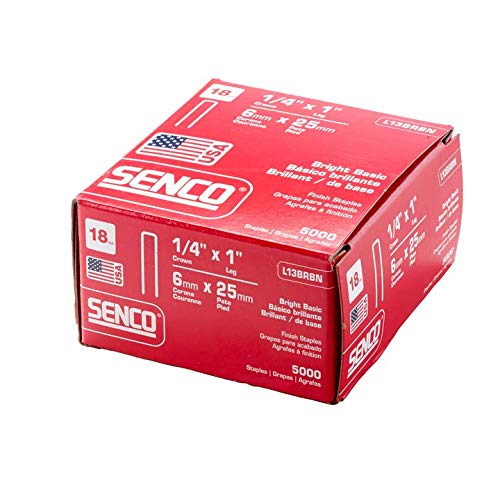 Senco L13BRBN 18 Gauge by 1/4-inch Crown by 1-inch Length Bright Basic Staples (5,000 per box)