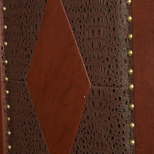 Deco 79 Faux Leather Scroll Partition Room Divider Screen Hinged Foldable Partition 4 Panel Privacy Screen with Faux Leather Detailing, Room Partition 64" x 1" x 71", Brown