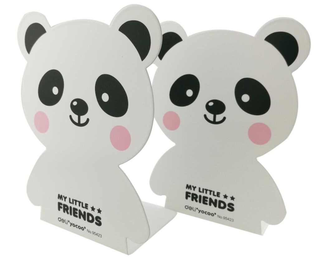 Winterworm Cartoon Cute Lovely Panda Bear Pattern Nonskid Heavy Metal Office Desk Bookends for Kids Children (White)
