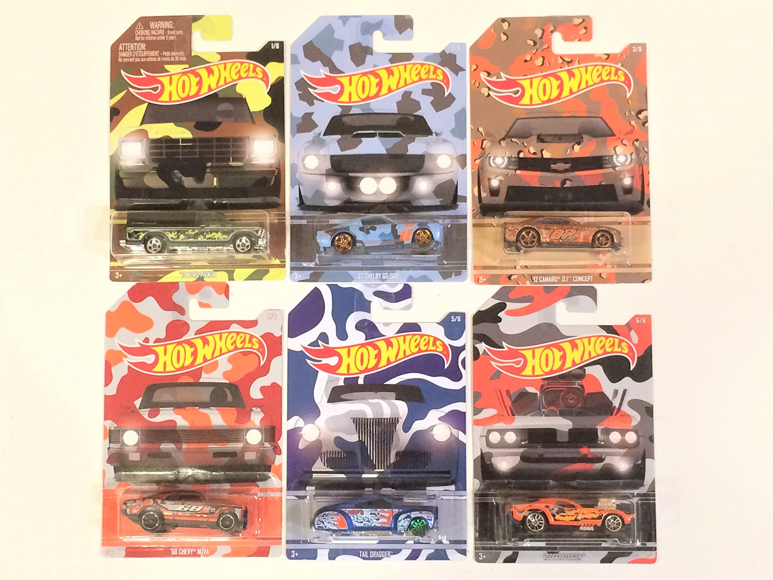 Hot Wheels Exclusive Camouflage Complete Set of 6 Diecast Vehicles