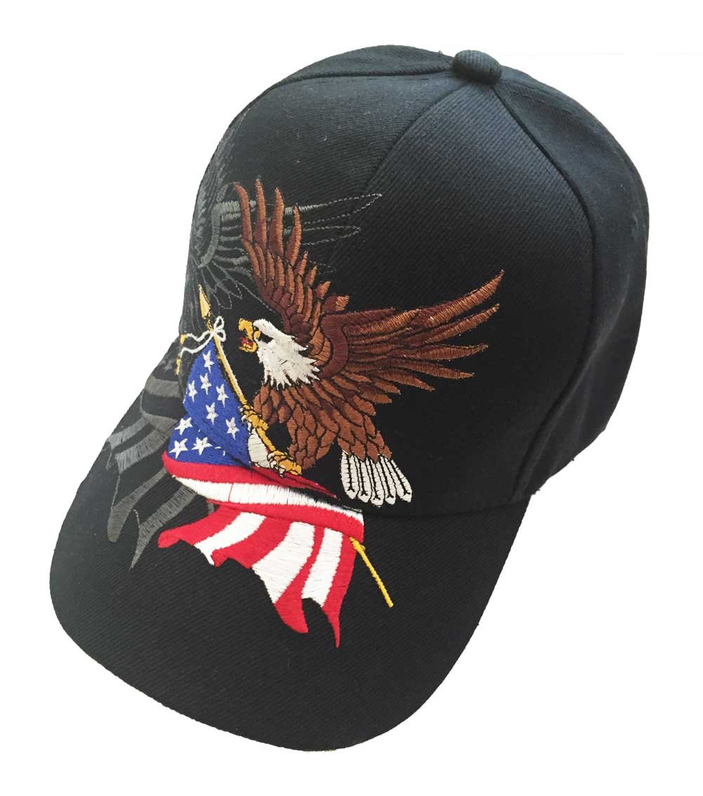 aesthetinc Patriotic American American Flag Design Baseball Cap with USA 3D Embroidery (Black)