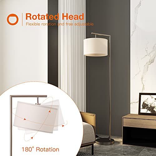 addlon Montage Modern Floor Lamp for Living Room Lighting - Bedroom & Nursery Standing Accent Lamp, Mid Century, 5' Tall Pole Light Overhangs Lamp, with LED Bulb - Nickle