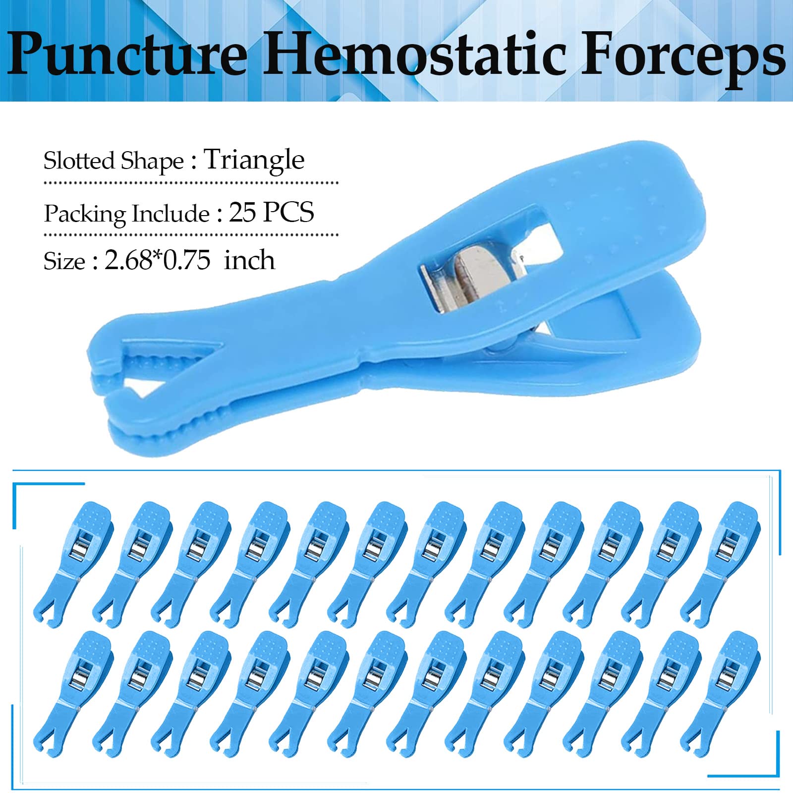 Body Piercing Clamps Tool - Usiriy 25PCS Disposable Triangle Body Piercing Needle Slot Forcep Clamp Piercing Clip Puncture Hemostatic Forceps Ear Nose Lip Navel Piercing Supplies Blue Plier (Triangle)