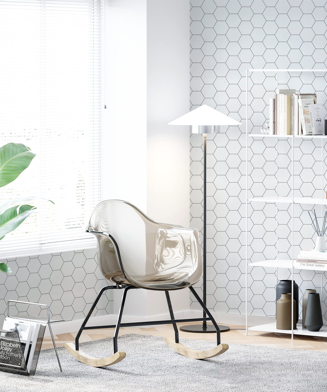 Fiula White Hexagon Wallpaper Peel and Stick Wallpaper Grey and White Wallpaper Removable Wallpaper White Trellis Wallpaper Vinyl Wallpaper 17.3βΓ78.7β