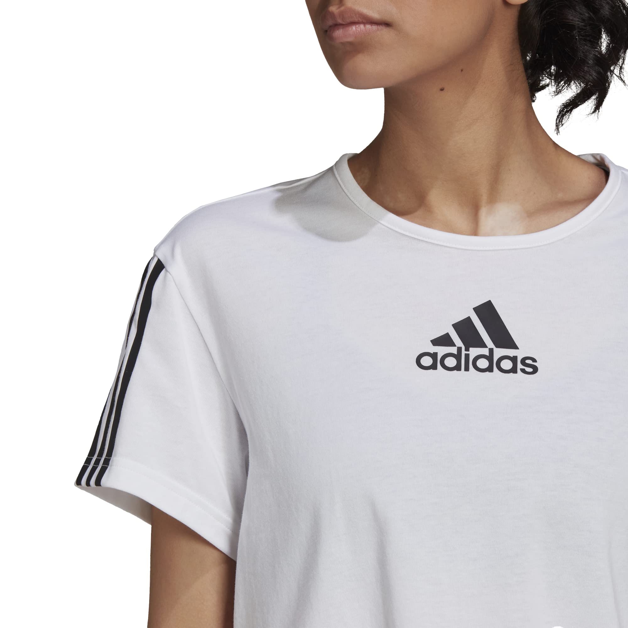 adidas Women's Cotton-Touch Cropped Sport Tee, Black, X-Large