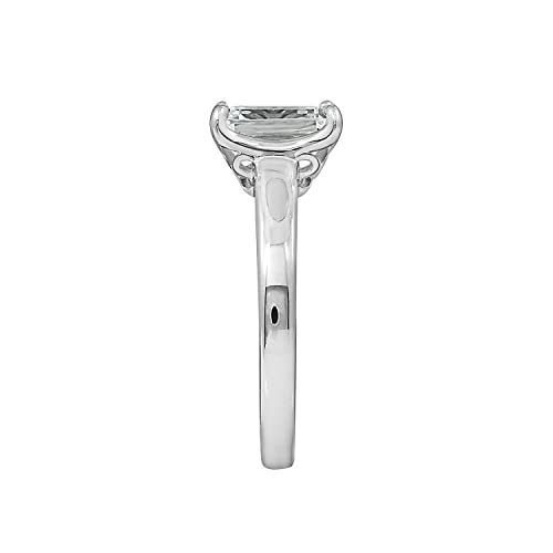 Amazon Essentials Platinum Plated Sterling Silver Infinite Elements Cubic Zirconia 1.5cttw Cushion Solitaire Engagement Ring, Size 9, (previously Amazon Collection)