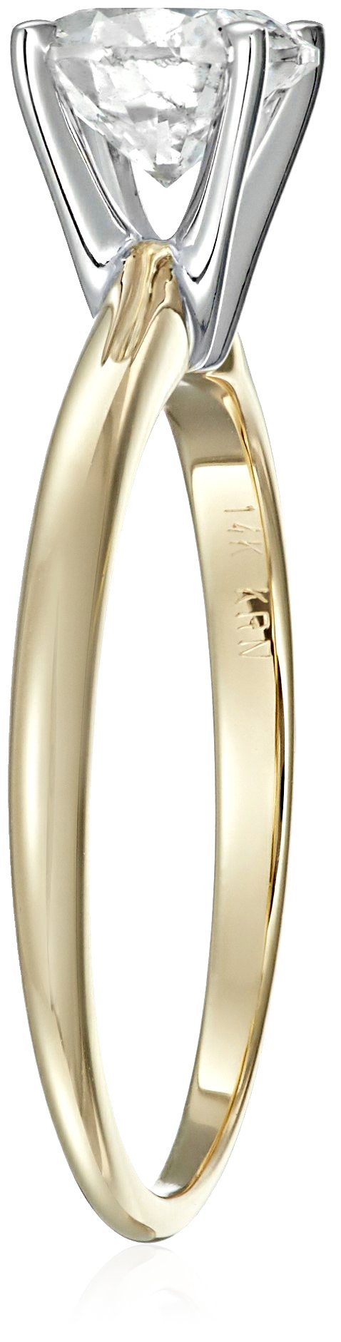 Amazon Essentials 14k Round Solitaire Yellow Gold Engagement Ring (1/2cttw, H-I Color, I3 Clarity), Size 8, (previously Amazon Collection)