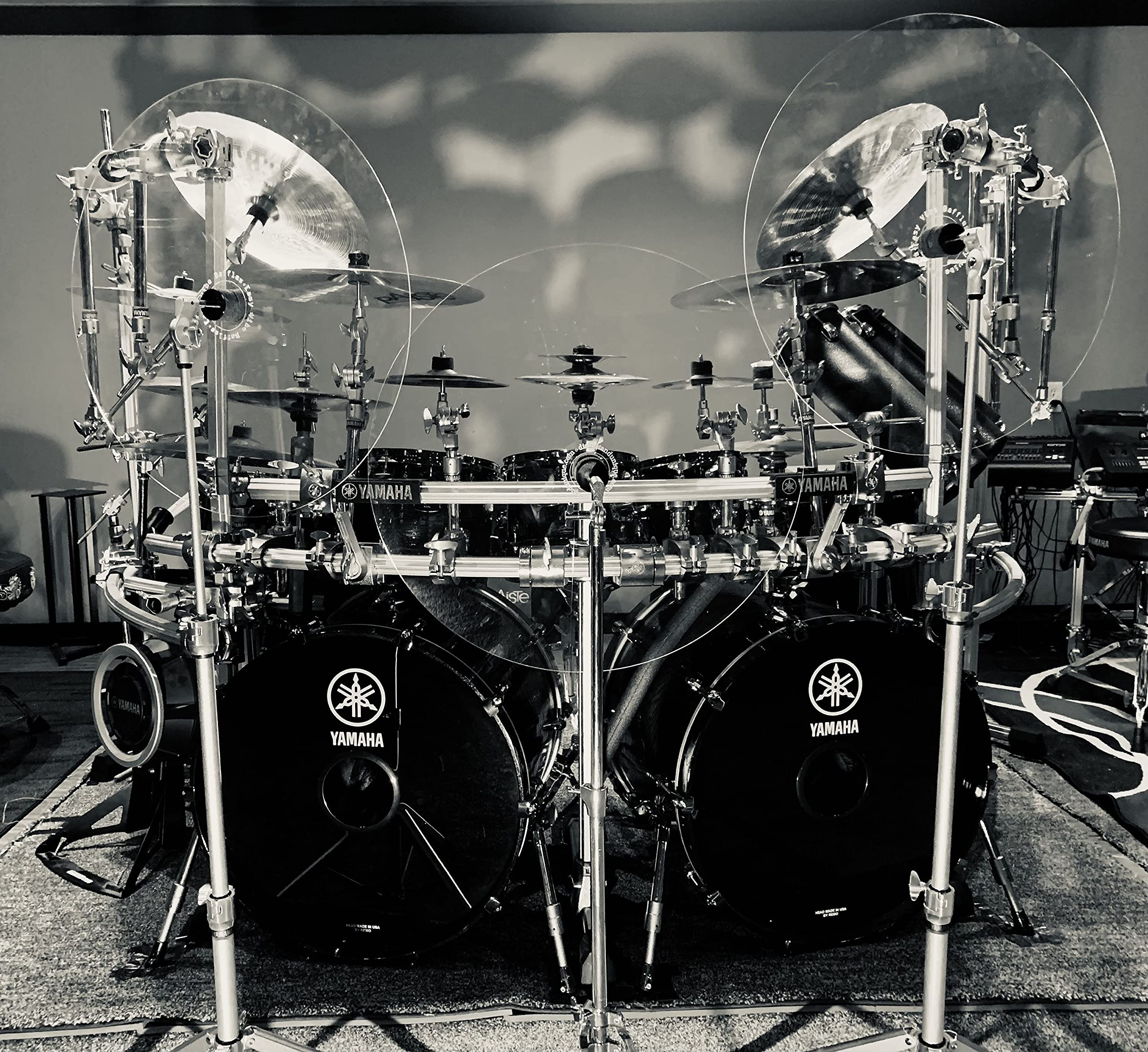 DistinctAndUnique 22 inch - 3 Pack Crystal Clear Acrylic Drum KIT Baffle - Muffles Live Recording Standard Mounting On All Cymbal Stand Performance Shields Sound Barrier