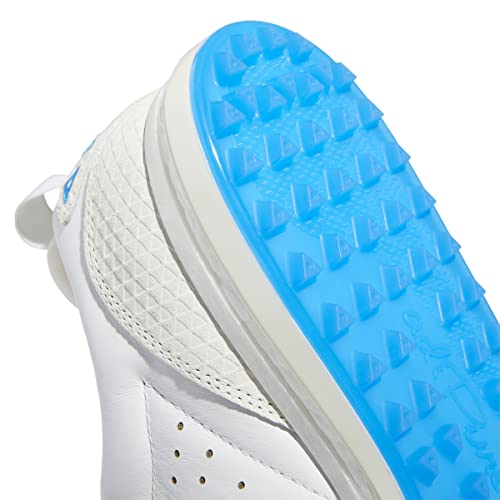 adidas mens Flopshot Spikeless Golf Shoe, Footwear White/Gold Metallic/Blue Rush, 10.5 US