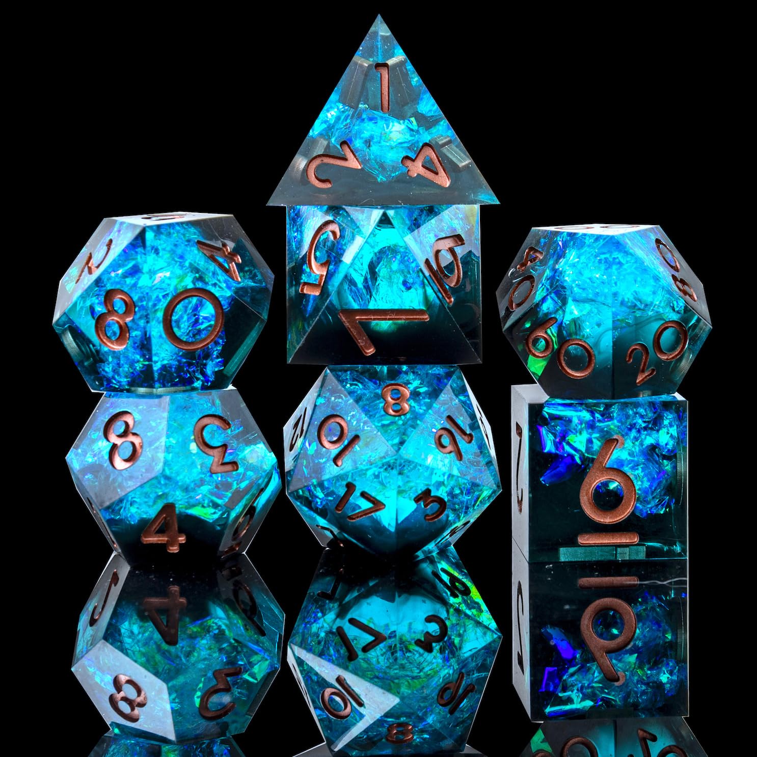 Sharp Edge DND Dice Set Handmade 7 Accessories Dice for Dungeons and Dragons TTRPG Games, Multi-Sided RPG Polyhedral Resin Sharp Edge Dice Roleplaying Games Shadowrun Pathfinder MTG