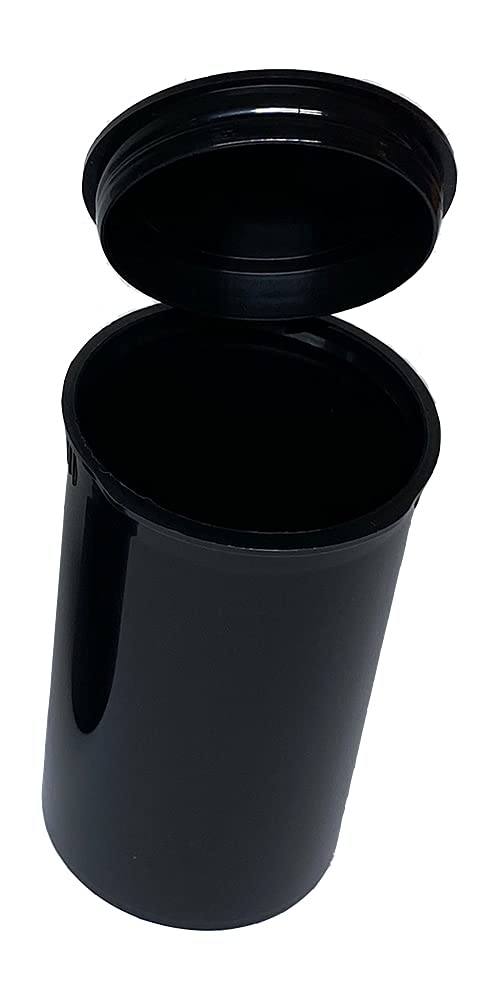 Evo Plastics 150 Black Vials - 30 DRAM Pop Top Bottle - Airtight Containers - BPA Free Medical Grade Plastic Prescription Bottles for Pills Herbs Flowers Supplements, Wholesale Bulk Pack