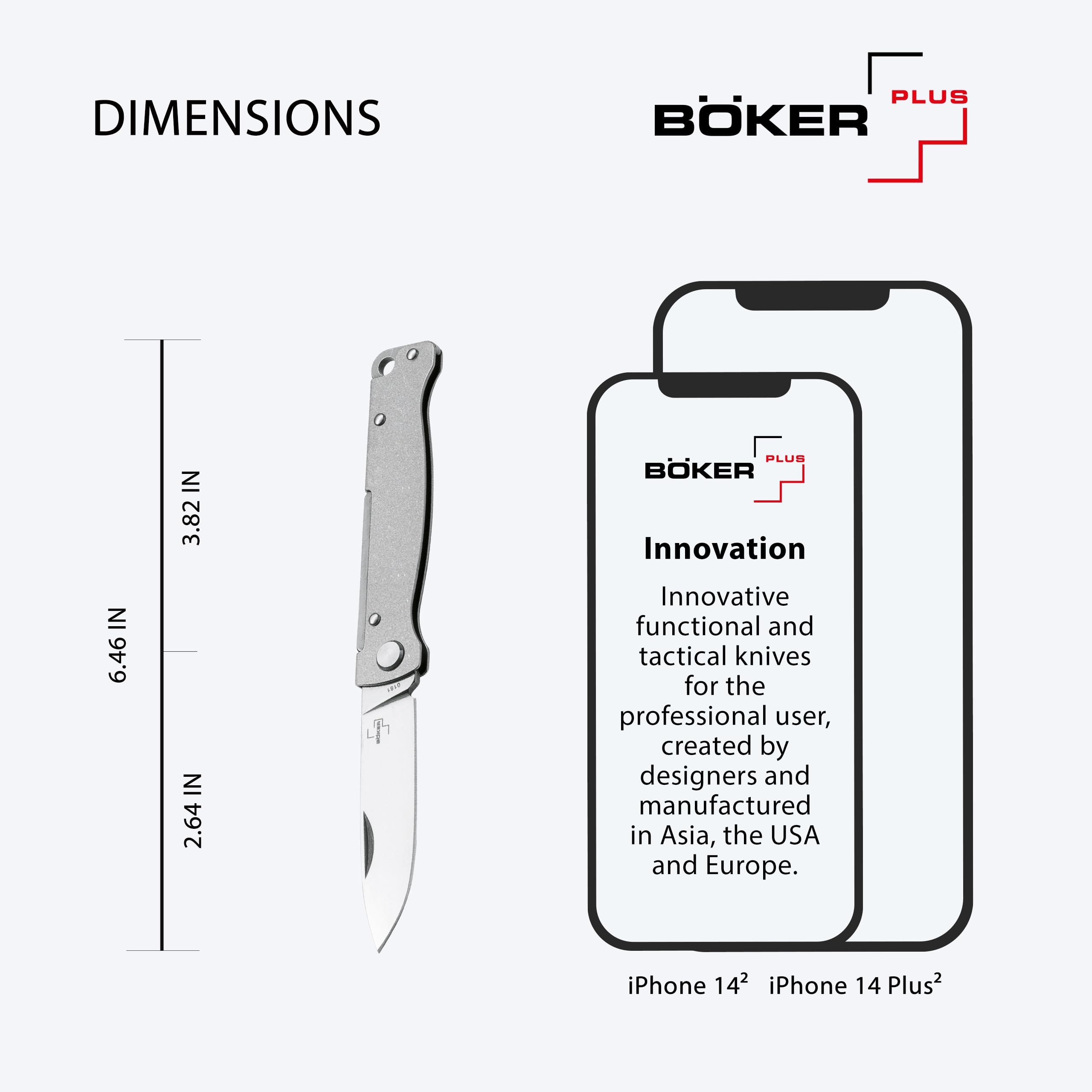 Boker Plus® Atlas SW - Slipjoint pocket knife with stainless steel handle scales - classic Folding knife with 12C27 blade - Slipjoint knife with knife case