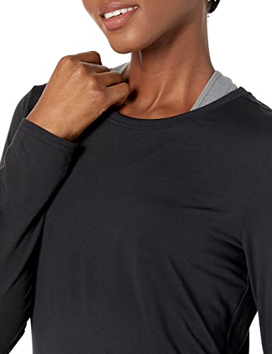 Amazon Essentials Women's Tech Stretch Long-Sleeve T-Shirt (Available in Plus Size), Black, Medium