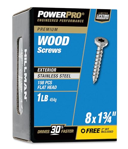 Power Pro Premium 305 Stainless Steel Wood Screws (#8 x 1-3/4") - 1lb Box