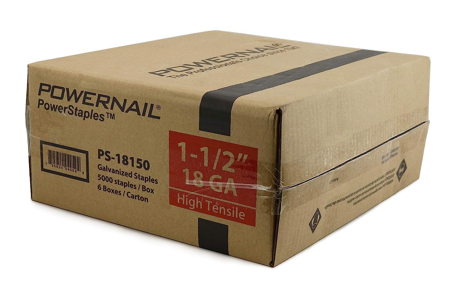 Powernail PS18150 18 Gauge 1/4 Inch Crown 1-1/2 Inch Length Chisel Point Narrow Crown Staples (Case, 30000ct)