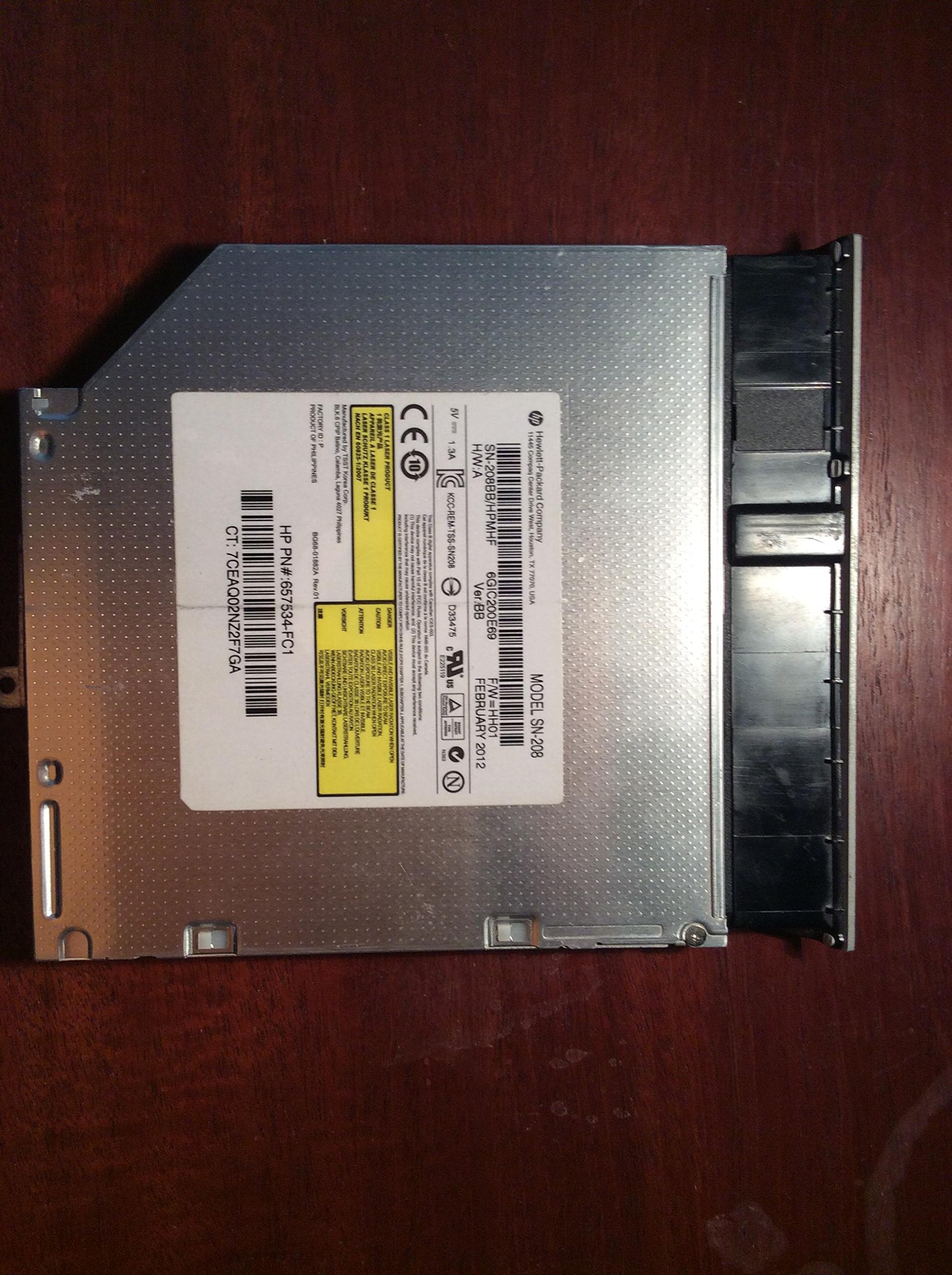 HP DVD Writer SATA CD-RW DVD±RW SN-208 PN 460510-800