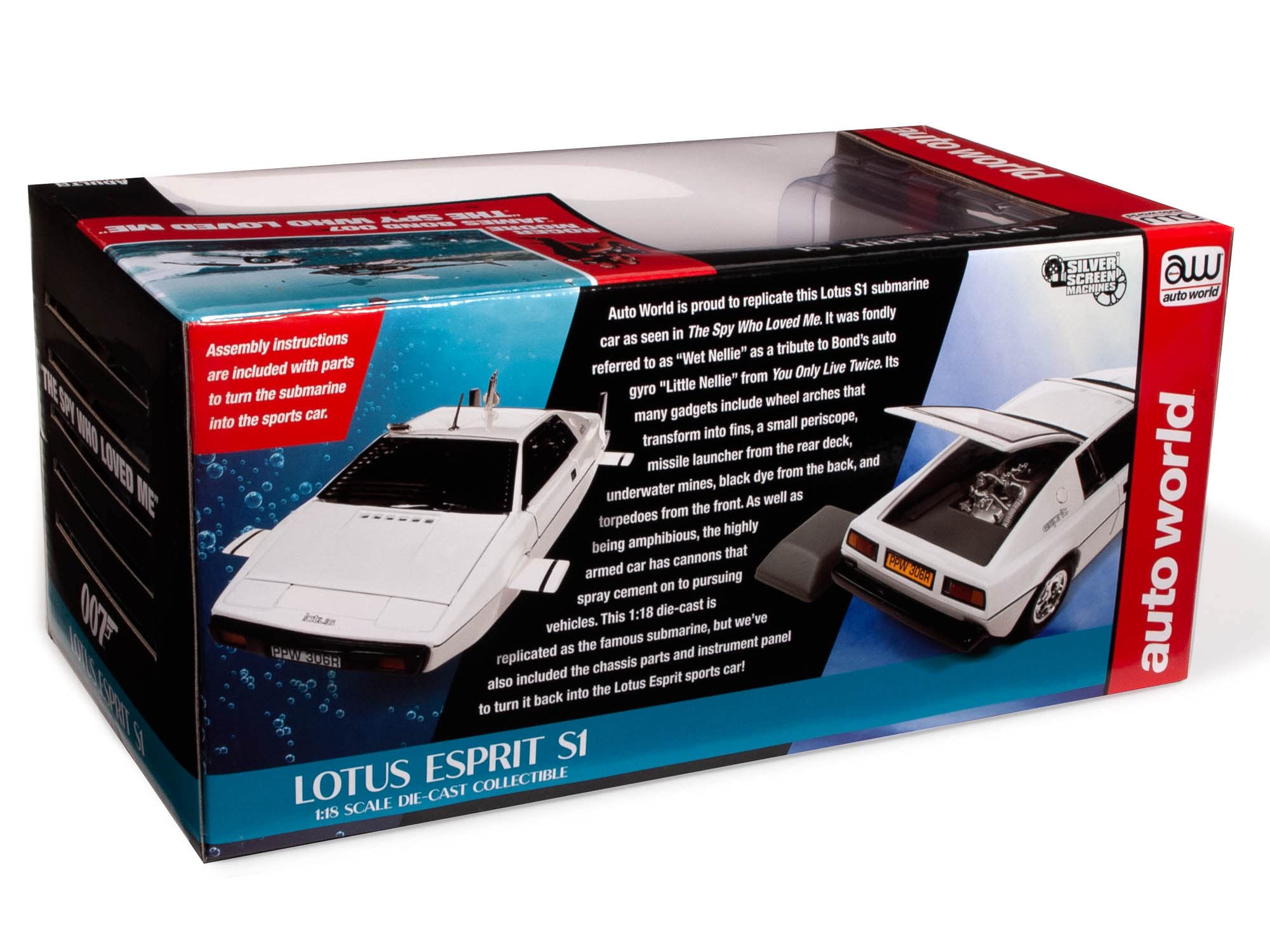 Auto World 1971 Lotus Espirit Series 1 (The Spy Who Loved Me) 1:18 Scale Diecast Model