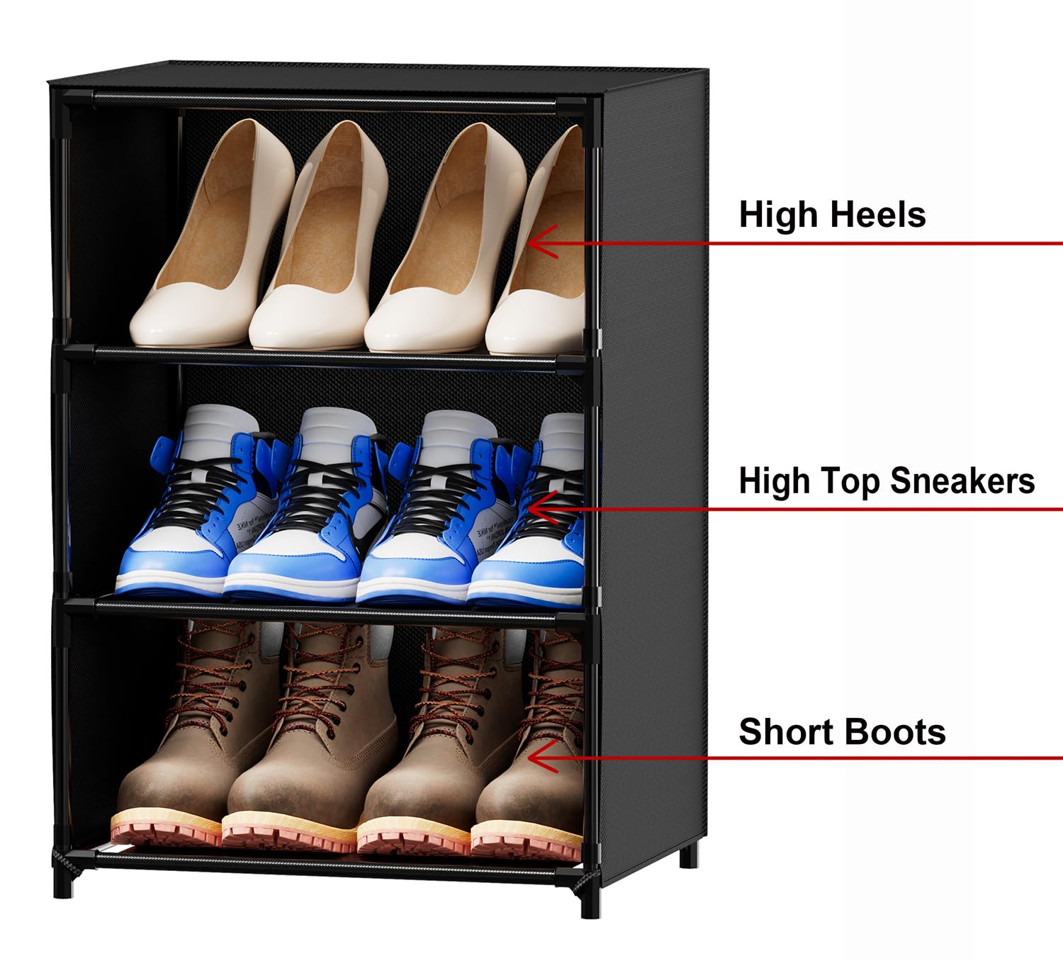 FIDUCIAL HOME 18 Pairs Shoe Cubby 9 Tiers Covered Shoe Rack Shelf Storage Organizer Tall Narrow Space Saving for Entryway Closet