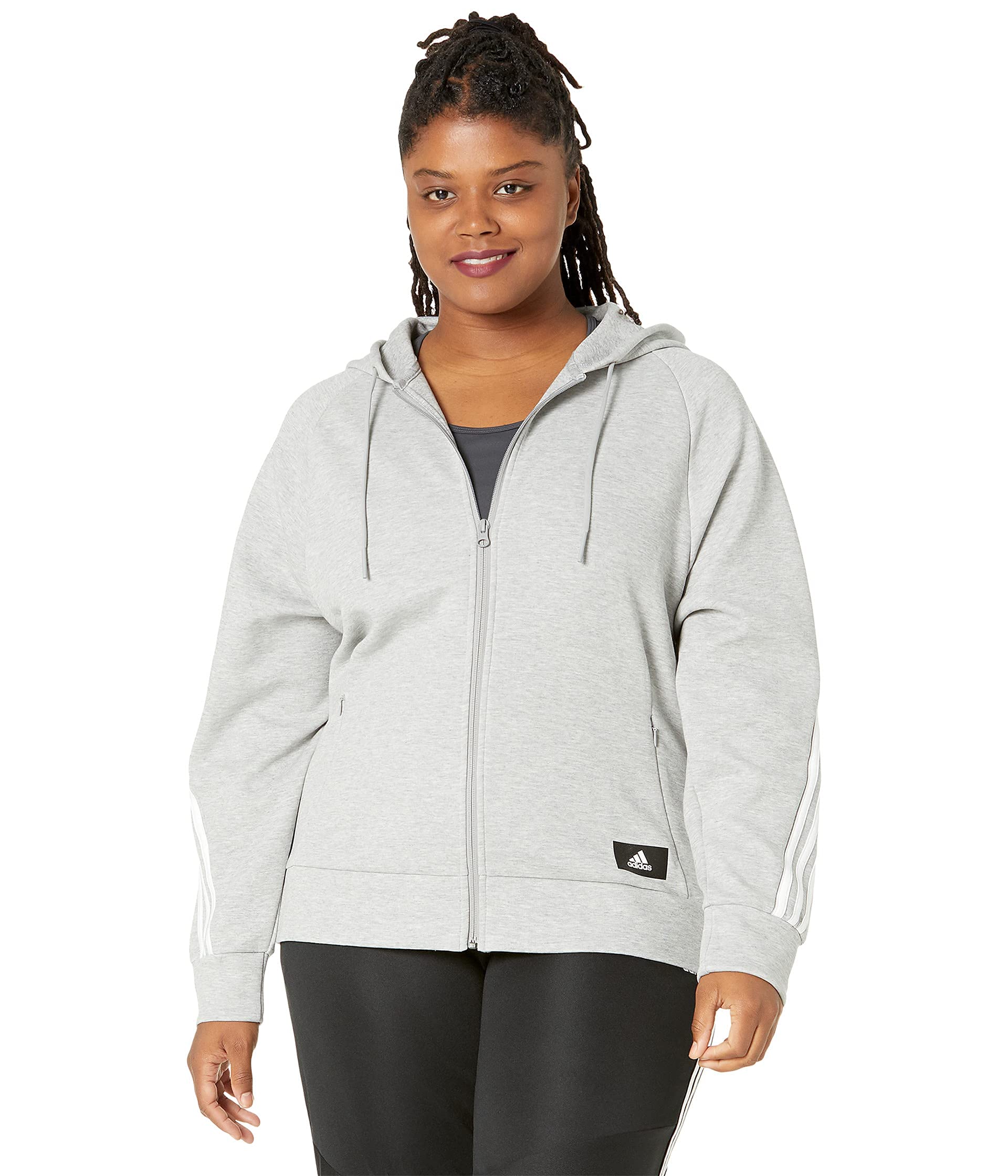 adidas Women's Sportswear Future Icons 3-Stripes Hooded Tracktop, Orbit Violet, Large
