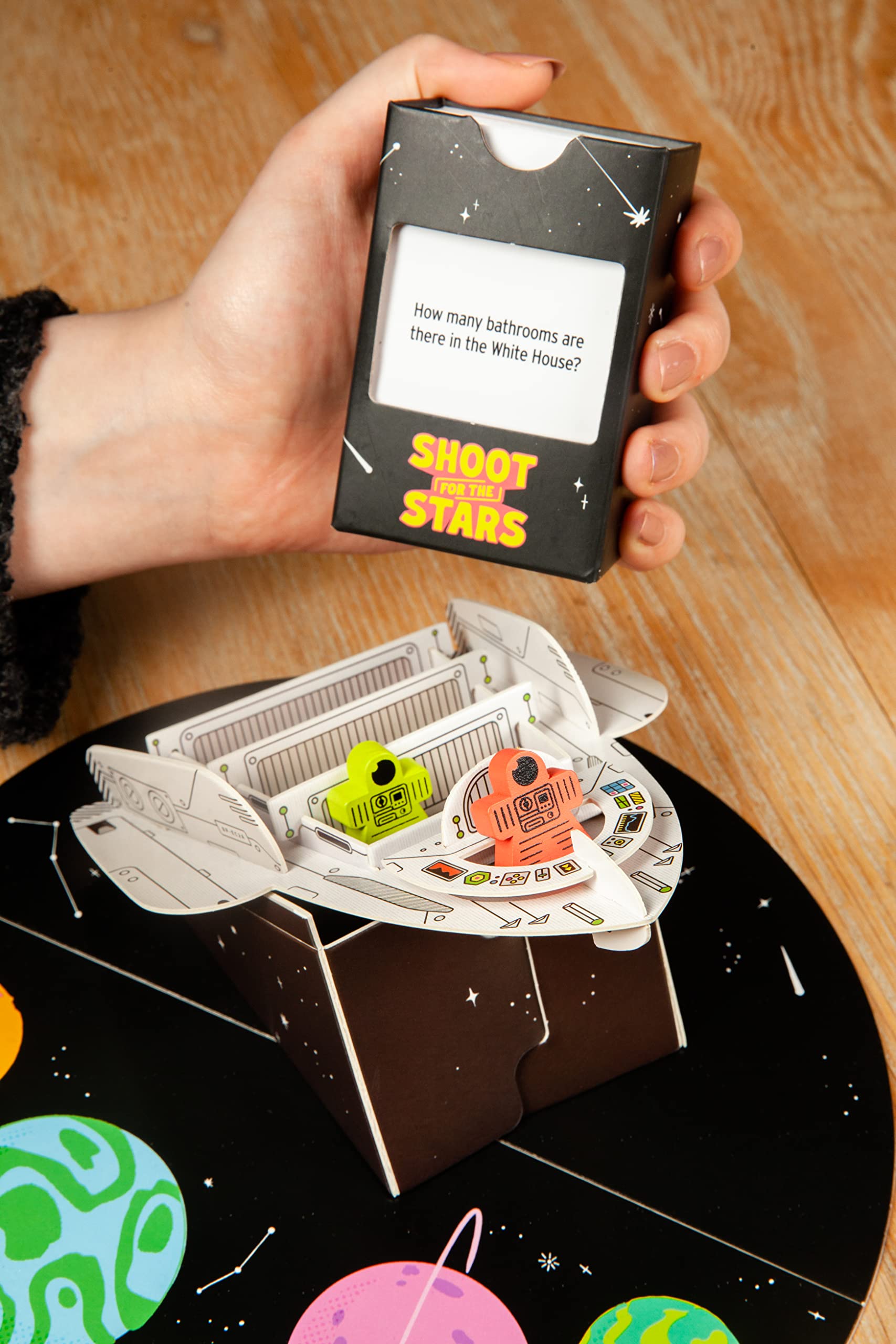 Shoot for The Stars — The Rocket-Powered Trivia Game for Adults and Family — Board Games for Teens, Kids and Aliens Alike