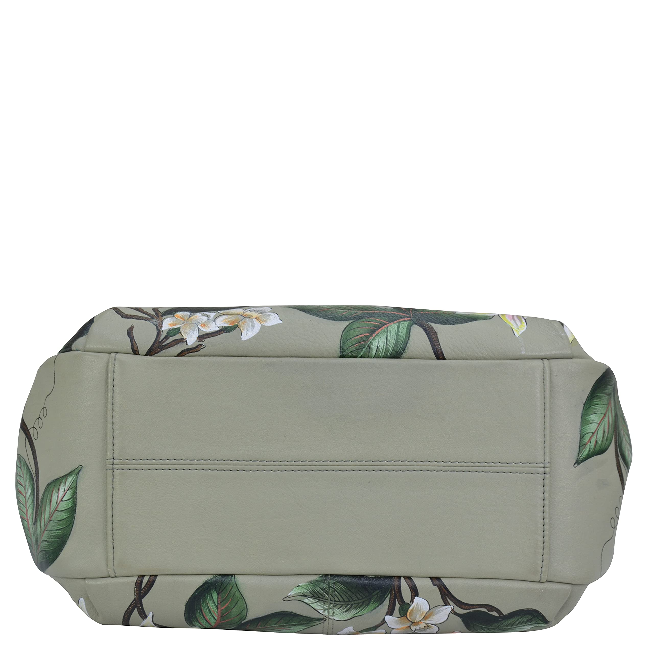 Anuschka Women’s Genuine Leather Multi Compartment Medium Bag - Hand Painted Exterior - Jungle Queen Ivory